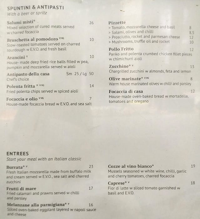 Menu at The Trust pub & bar, Melbourne