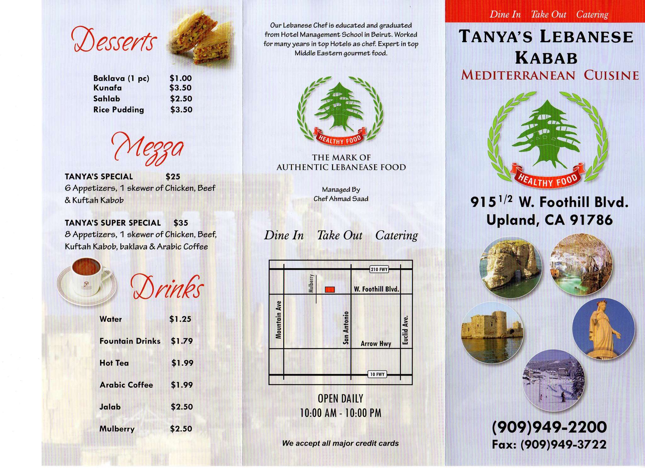 Tanya's Lebanese Kabab Menu - Urbanspoon/Zomato