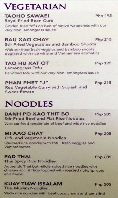 Menu at Lemon Grass restaurant, Cebu City, ayala center cebu
