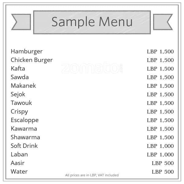 Restaurant Abou Ali a Saida District: Foto del Menu con Prezzi - Zomato ...