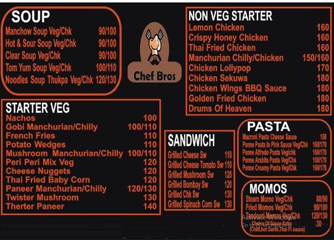 Menu of Chef Bros, Varthur Main Road, Whitefield, Bangalore
