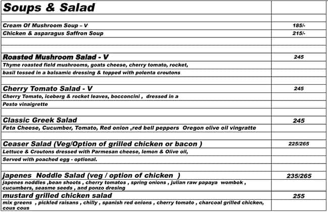 Menu of Cornish Kitchen, Erandwane, Pune