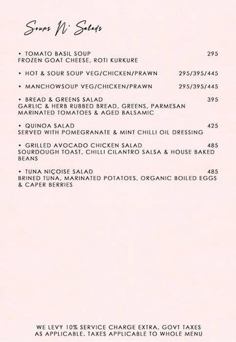 Menu of Impulse, Sector 38, Noida
