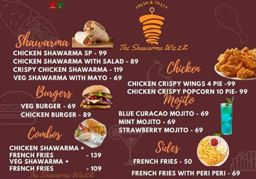 Menu of The Shawarma Wizz, Kukatpally, Hyderabad