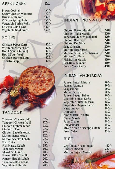 Menu at The princess Bar, Kolkata