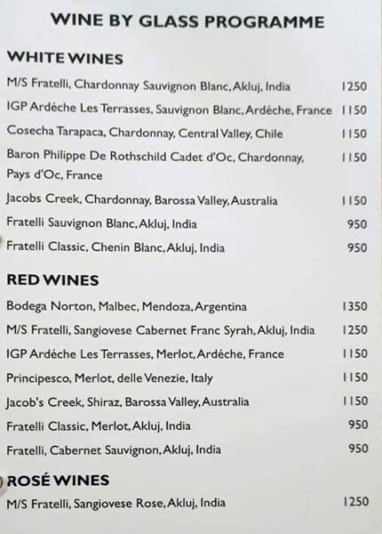 Menu of Blooms - Eros Hotel, Nehru Place, New Delhi