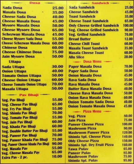 Menu at Simla Ice Cream & Kulfi, Thane