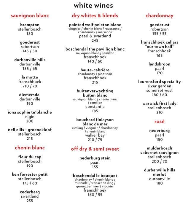 Menu at Restaurant at Fire & Ice, Sandton