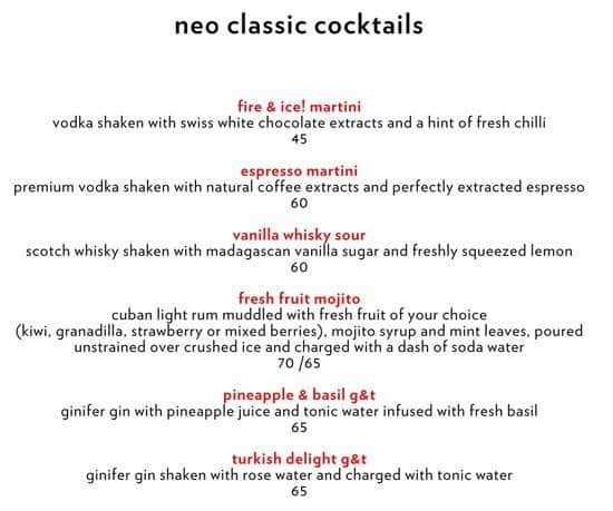 Menu at Restaurant at Fire & Ice, Sandton