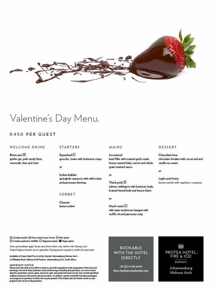 Protea Hotel Fire & Ice! Melrose Arch Restaurant Menu - Zomato SA