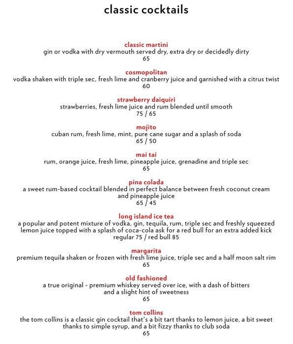 Menu at Restaurant at Fire & Ice, Sandton