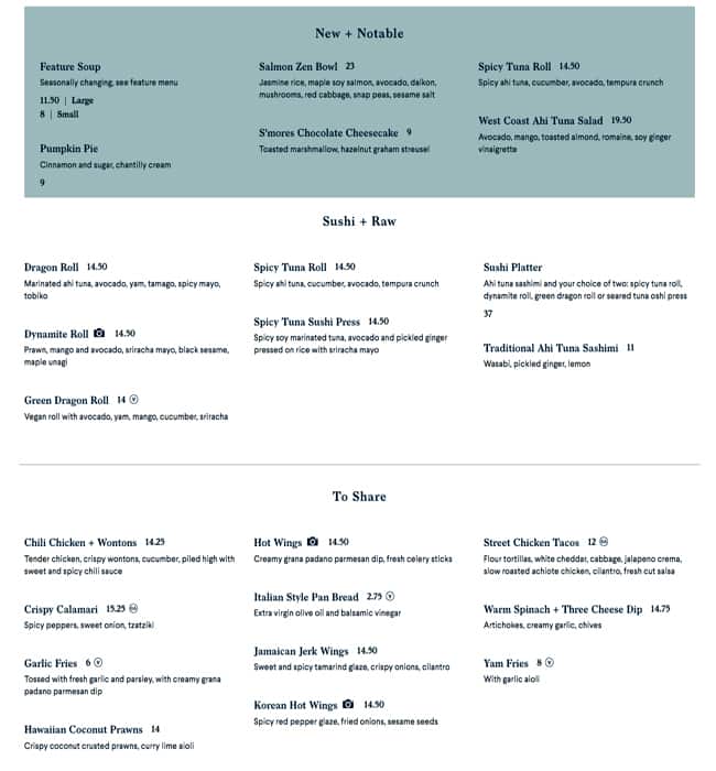 Menu at Earls Kitchen + Bar, Burlington, 900 Maple Ave Unit A25