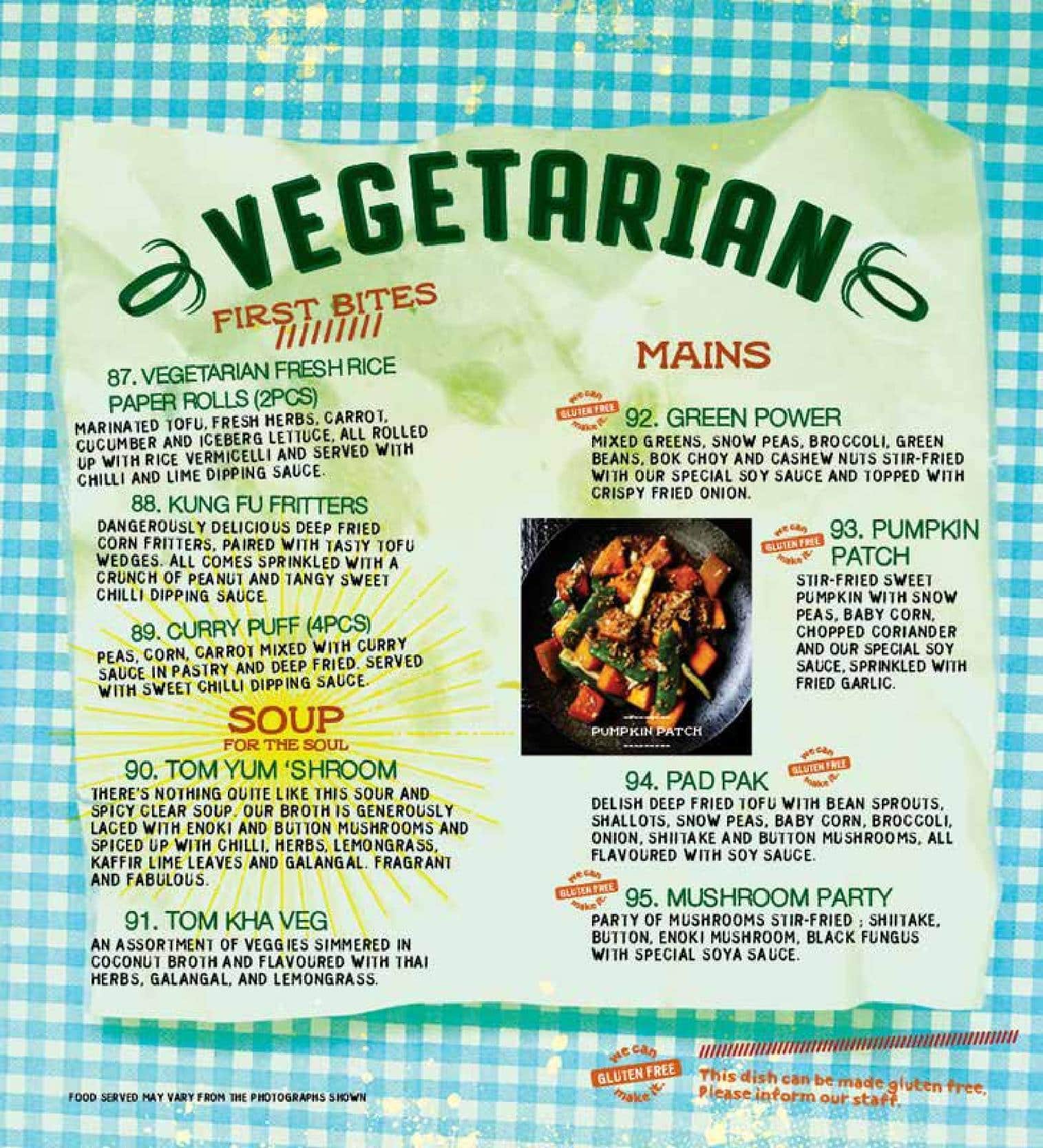 Menu at Bangkok Bites restaurant, Cronulla