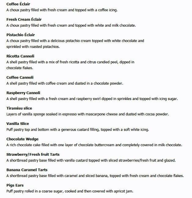 Menu at St George Cakes & Gelati cafe, Trinity Gardens, 204 Portrush Rd