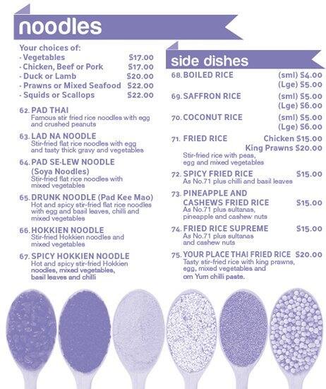 Menu at Your Place Thai Restaurant, Tamworth