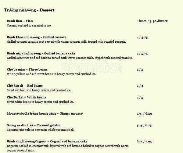 Menu at Tamarind Tree restaurant, Seattle