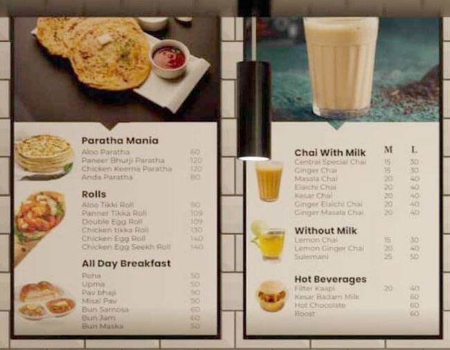 Menu of Chai Central, Bellandur, Bangalore