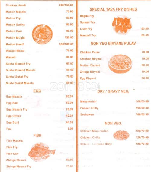 Menu at Samrat Lunch Home, Navi Mumbai, Shop Number 1