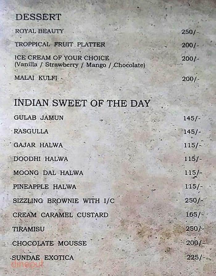 Menu at Cinnamon, Mumbai, Chakala Sahar Road