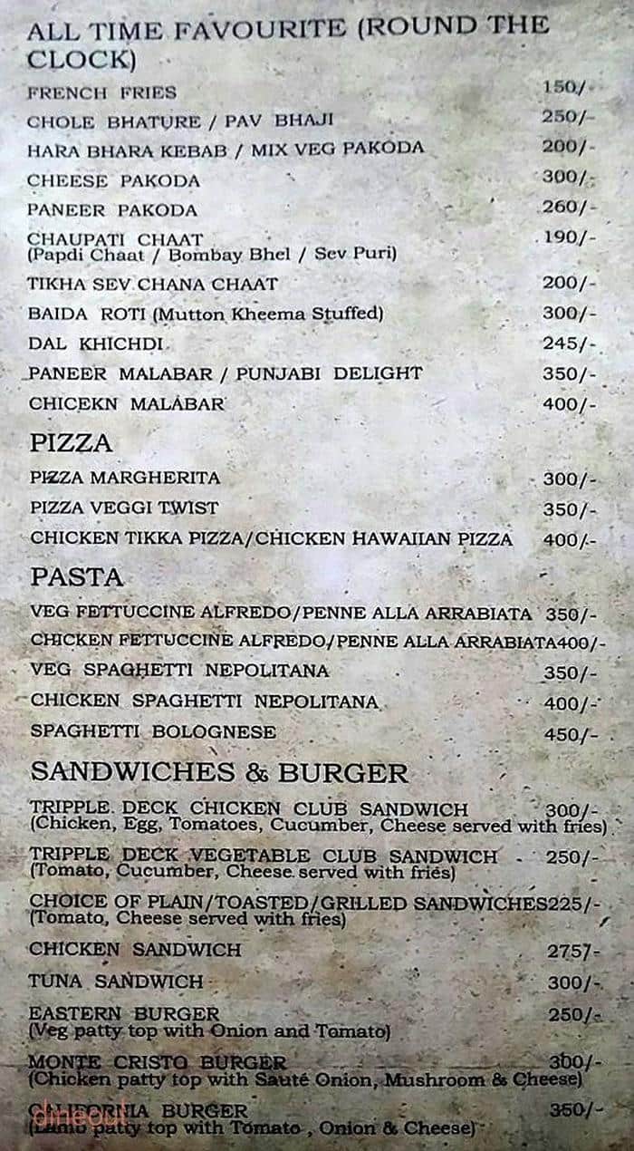 Menu at Cinnamon, Mumbai, Chakala Sahar Road