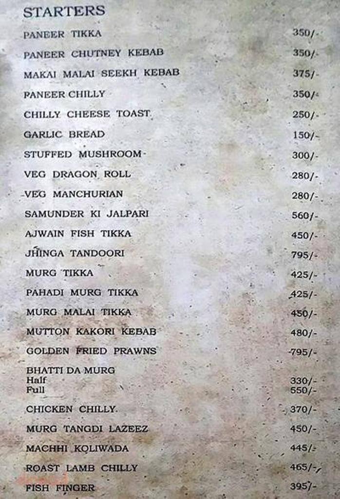 Menu at Cinnamon, Mumbai, Chakala Sahar Road