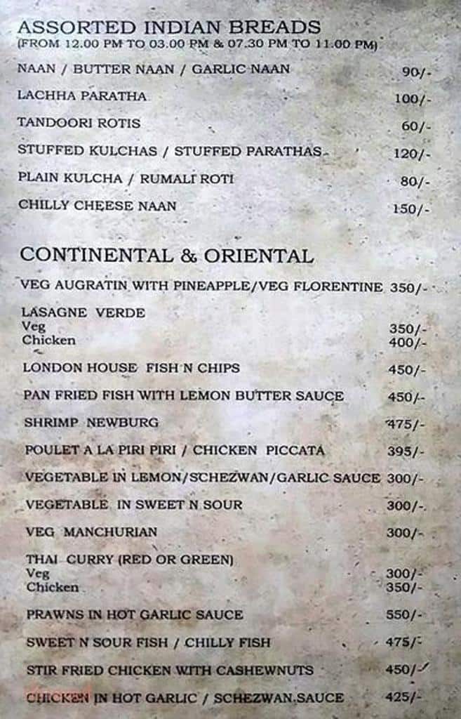 Menu at Cinnamon, Mumbai, Chakala Sahar Road