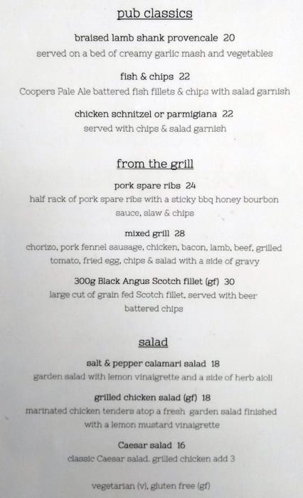 Menu at Tower Hotel pub & bar, Hawthorn East, 686 Burwood Rd