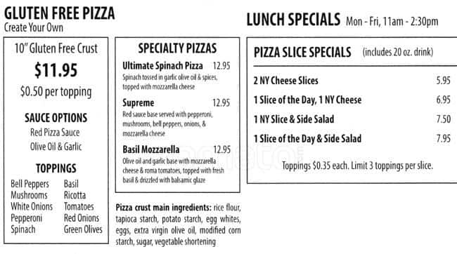 Menu at Davidson Pizza pizzeria, Davidson