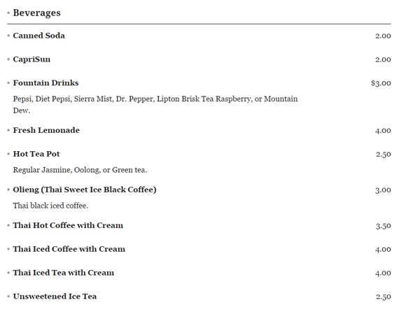 Menu at New Thai Cafe, West Jordan