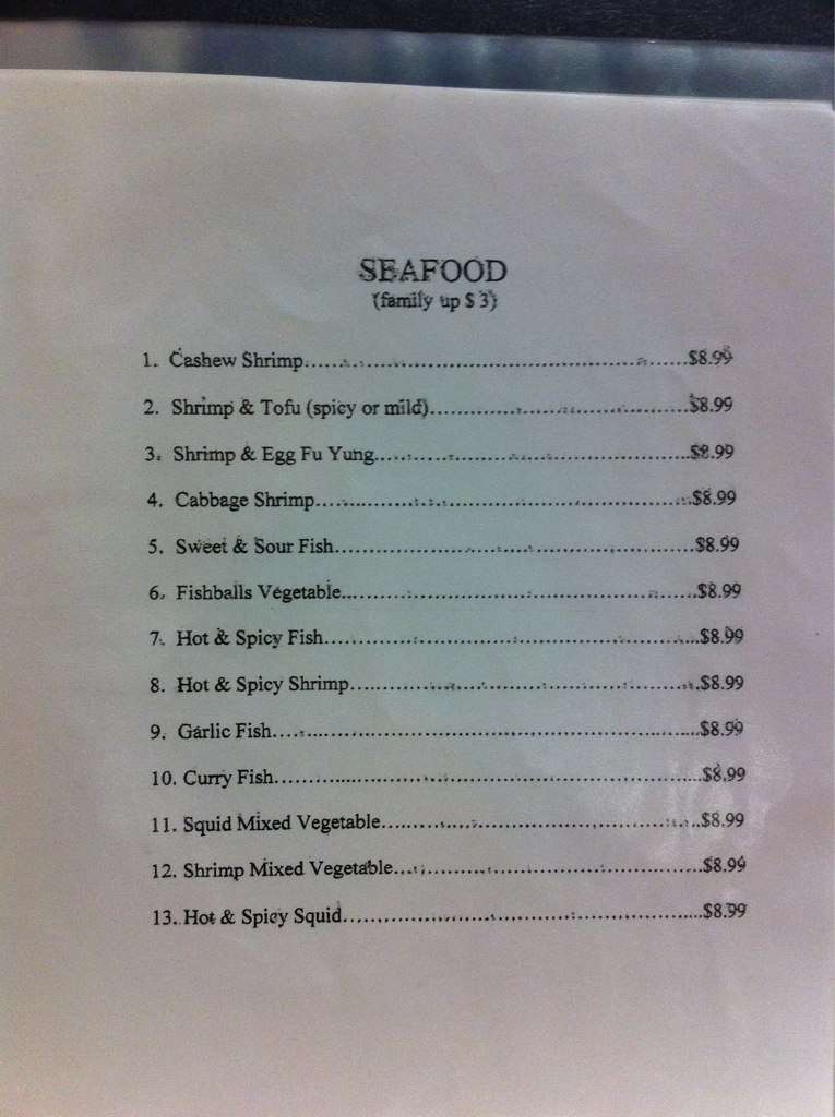 Menu at Tree Cafe, Moses Lake