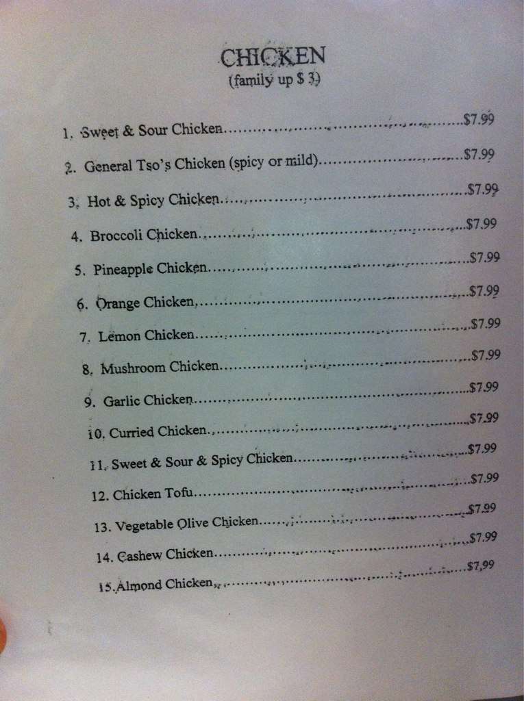 Menu at Tree Cafe, Moses Lake