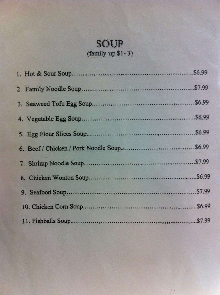 Menu at Tree Cafe, Moses Lake