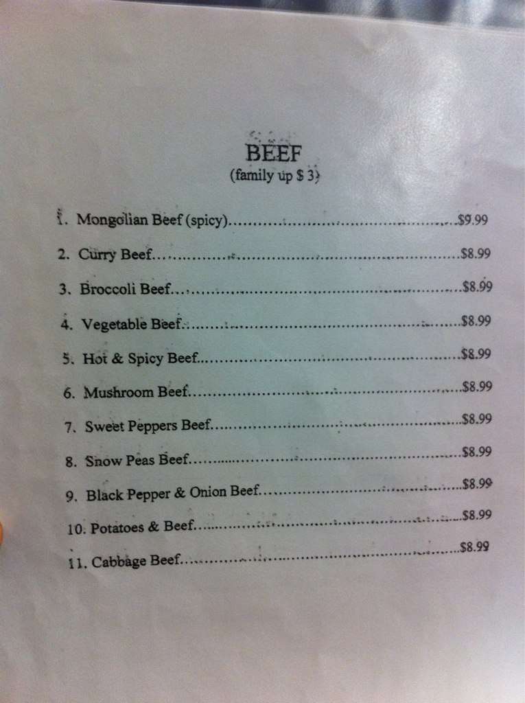 Menu at Tree Cafe, Moses Lake