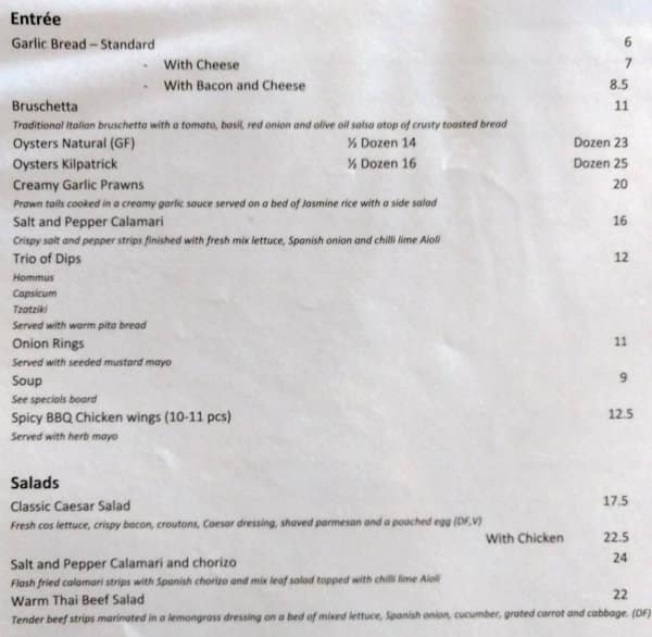 Menu at Bacchus Marsh Golf Club - and Bistro, Darley
