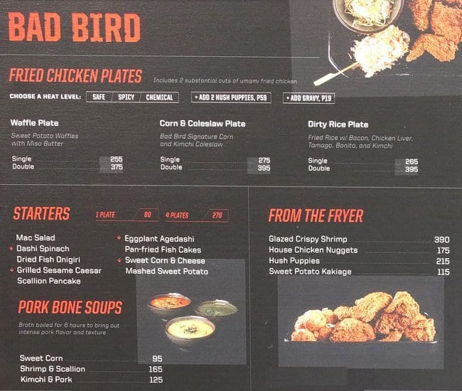 Bad Bird Menu, Menu for Bad Bird, Ortigas, Mandaluyong City - Zomato ...