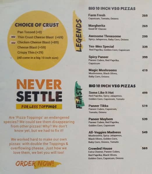 Menu of MOJO Pizza - 2X Toppings, Vasai, Mumbai