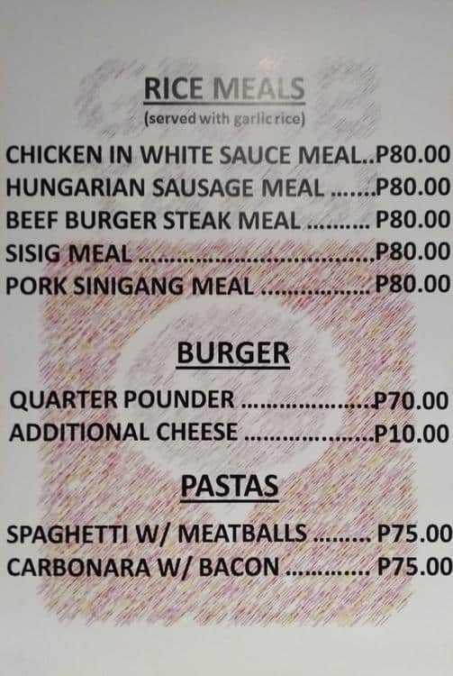 Menu at Grab Tapsi restaurant, Quezon City
