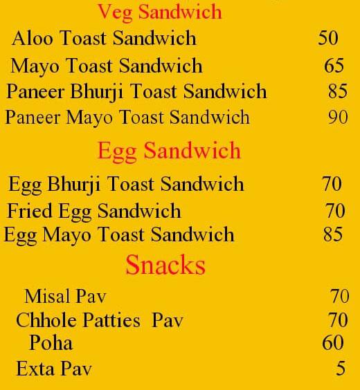 Menu of Pinakin Sandwich And Snacks, Kharghar, Navi Mumbai