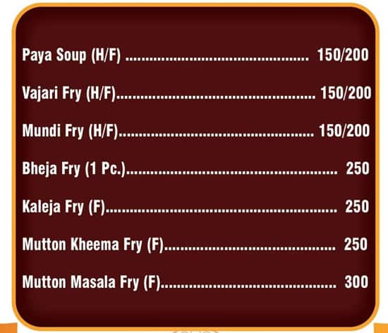 Menu of Royal Paya Soup Centre, Kamothe, Navi Mumbai