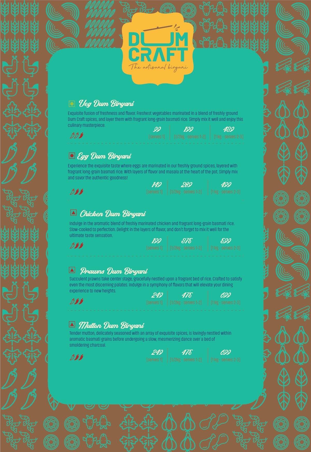 Menu of Dum Craft Biryani, Ravet, Pune