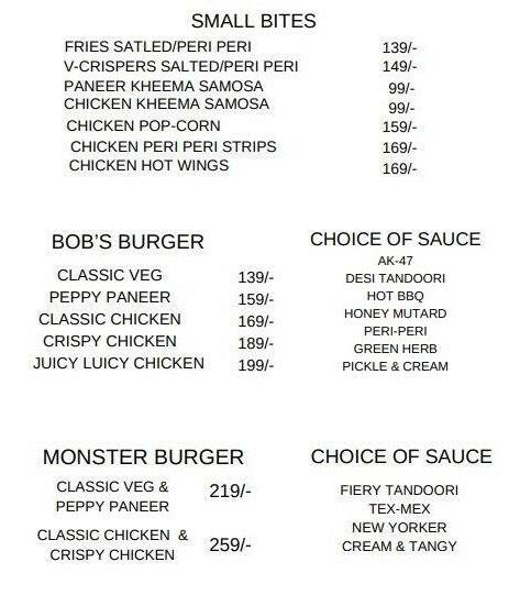 Menu of Marley’s Joint, Gachibowli, Hyderabad