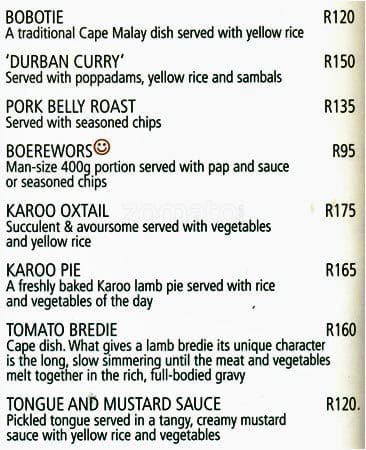 Menu at Karoo Cattle & Land restaurant, Cape Town, Shop 566a Tyger ...
