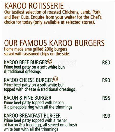 Menu at Karoo Cattle & Land restaurant, Cape Town, Shop 566a Tyger ...