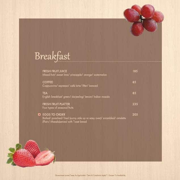 Menu of Portico - Sayaji Hotel, Wakad, Pune