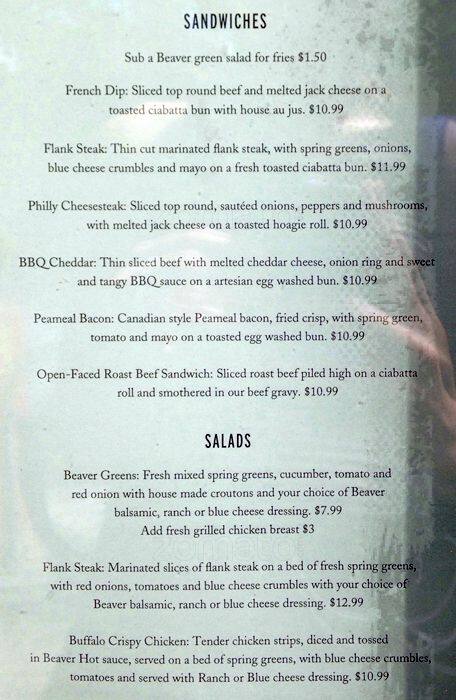 Menu at The Angry Beaver pub & bar, Seattle