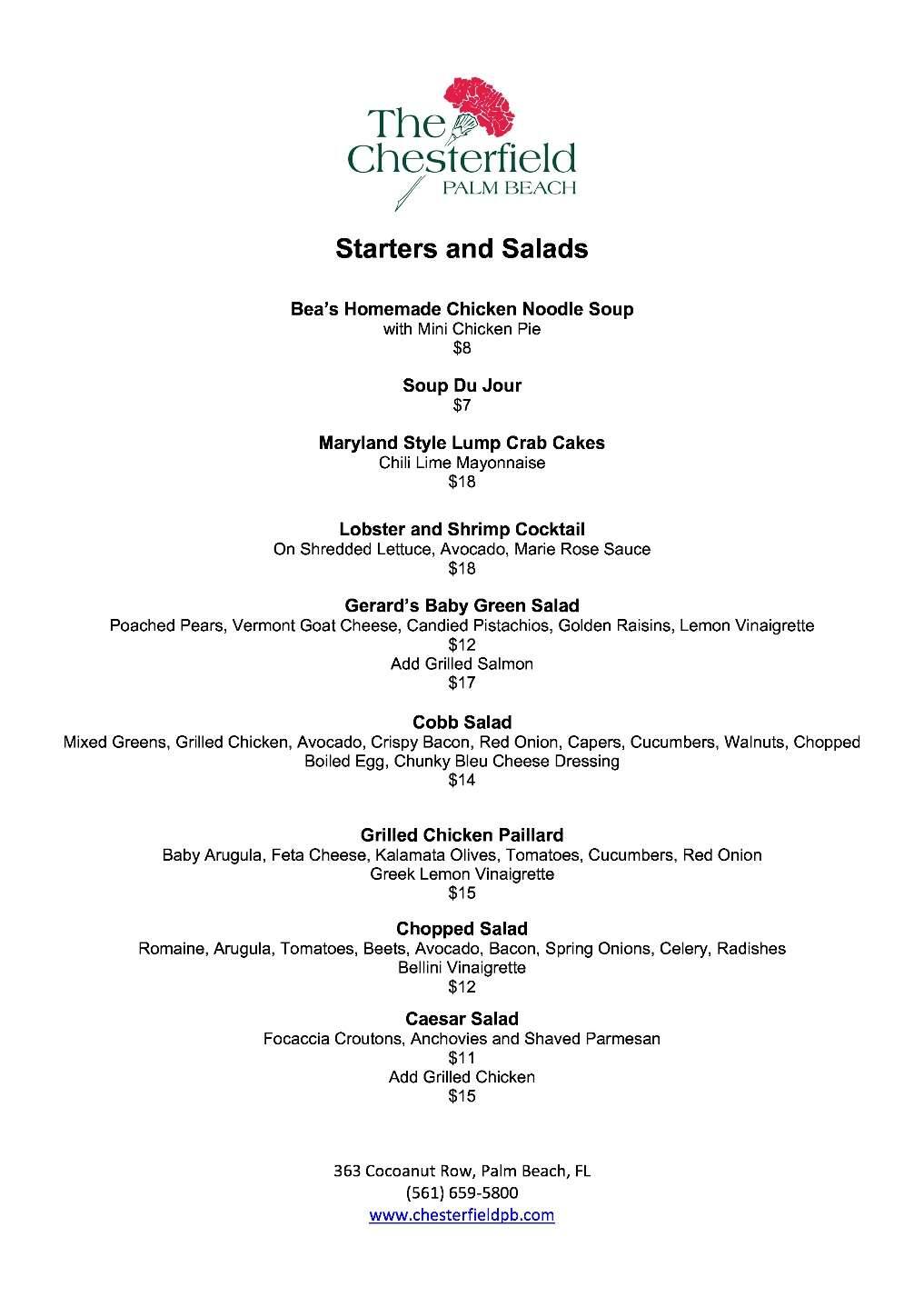 Menu at Leopard Lounge desserts, Palm Beach