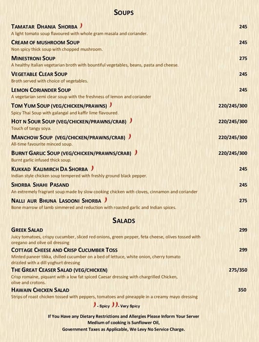 Menu of The Oasis - Country Inn & Suites By Radisson, Ghansoli, Navi Mumbai