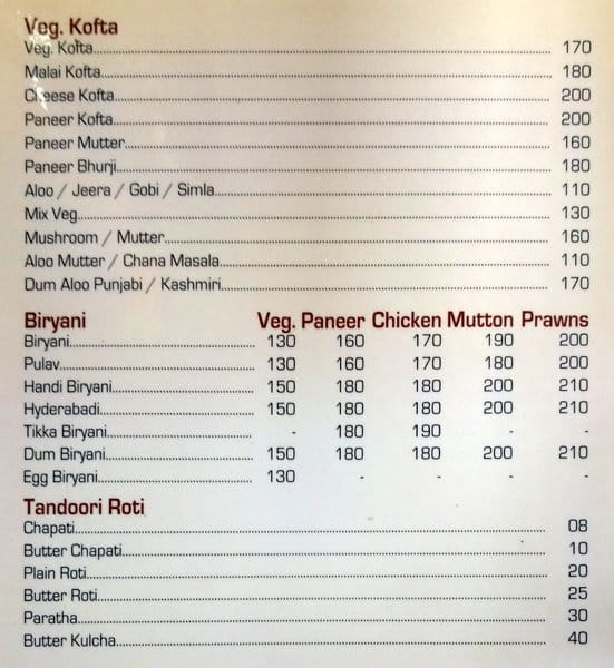 Menu at Gopal Krishna Restaurant & Bar, Mumbai