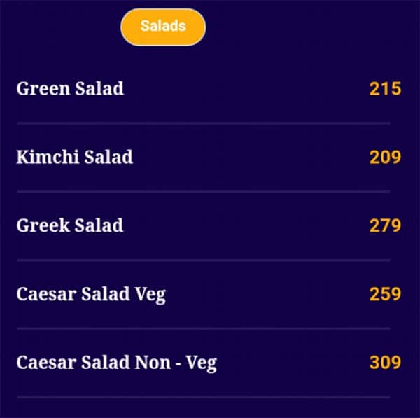 Menu at Planet 9, Pune, Survey 44/7