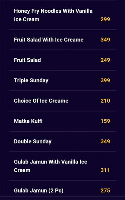 Menu at Planet 9, Pune, Survey 44/7